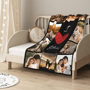 Custom Blanket Memorial Gift with Photo Text Collage - 10 Photos Customized Personalized Throw Blanket for Family, Mom, Dad, Kids, Wife or Lover, Gifts for Birthday Fathers Mothers Valentines Day