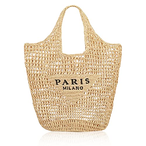 Straw Tote Bag for women,Mesh Hollow Woven Tote Bag,Handbag Beach Bag,Paris Hobo Bag,Large Shoulder Travel Tote Bag