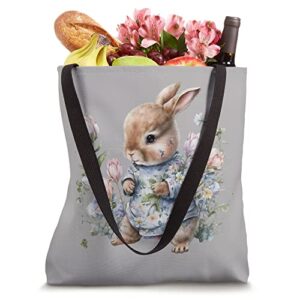 Spring Bunny Easter Flowers Tote Bag