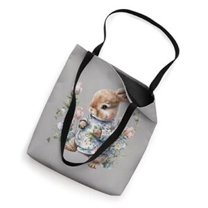 Spring Bunny Easter Flowers Tote Bag