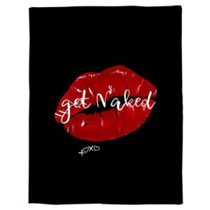 Soft Flannel Fleece Blanket Lips Sexy Get Naked Breathable Throw Blanket Black Red Cozy Blanket for Couch Sofa Bed Living Room Suitable for All Season - 40x50 inch