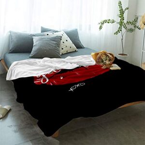 Soft Flannel Fleece Blanket Lips Sexy Get Naked Breathable Throw Blanket Black Red Cozy Blanket for Couch Sofa Bed Living Room Suitable for All Season - 40x50 inch