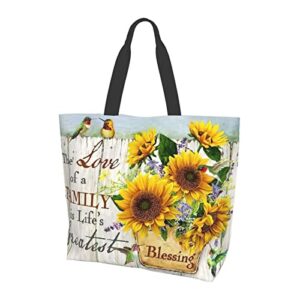 dvczelo tote bag for women sunflower hummingbird canvas tote bag handbag fashion shoulder bags for school work travel