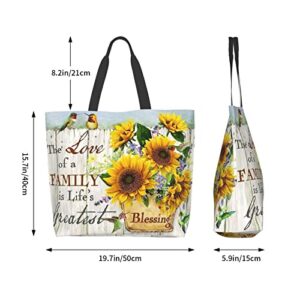 Dvczelo Tote Bag For Women Sunflower Hummingbird Canvas Tote Bag Handbag Fashion Shoulder Bags For School Work Travel