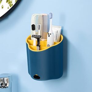 synoigge bathroom shelf organizer wall mounted kitchen utensil holder floating shelves self adhesive makeup brush holder plastic storage organizer bins for kitchen, bathroom, countertop (blue)