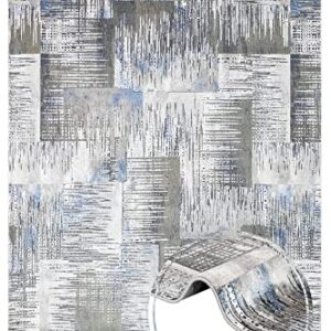 Livinify Torsdala Grey Frame Machine Made Area Rug (16'4" x 3'4")