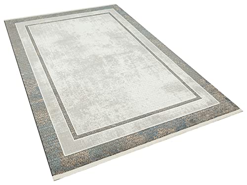 Livinify Torsdala Grey Frame Machine Made Area Rug (16'4" x 3'4")