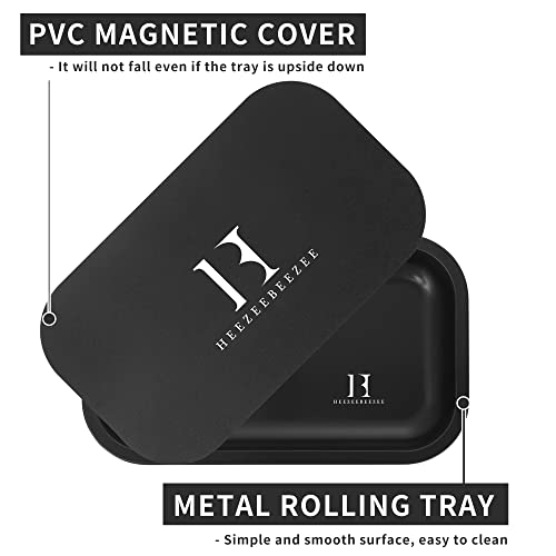 Premium Metal Tray, Large Rolling Tray with PVC Soft Magnetic Lid, Perfect Storage for Home or On-The-Go, 10.6'' X 6.3''