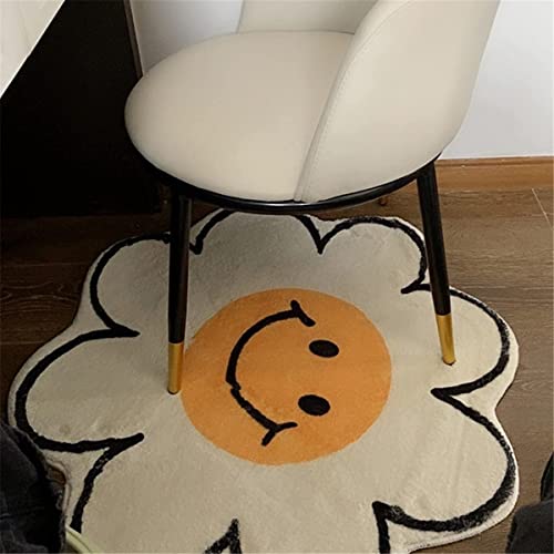 WJINNG Rugs for Bedroom, Cute Rugs for Bedroom Aesthetic, Bathroom Carpet, Suitable for Kids Room, Teen Room Rug, Dorm Plush Rug, Cute Baby Room Deco (White,Diameter 23.6")