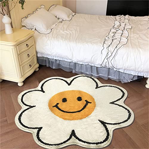 WJINNG Rugs for Bedroom, Cute Rugs for Bedroom Aesthetic, Bathroom Carpet, Suitable for Kids Room, Teen Room Rug, Dorm Plush Rug, Cute Baby Room Deco (White,Diameter 23.6")