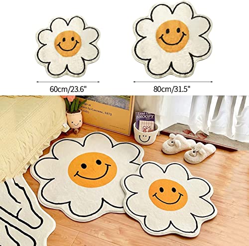 WJINNG Rugs for Bedroom, Cute Rugs for Bedroom Aesthetic, Bathroom Carpet, Suitable for Kids Room, Teen Room Rug, Dorm Plush Rug, Cute Baby Room Deco (White,Diameter 23.6")