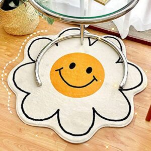 WJINNG Rugs for Bedroom, Cute Rugs for Bedroom Aesthetic, Bathroom Carpet, Suitable for Kids Room, Teen Room Rug, Dorm Plush Rug, Cute Baby Room Deco (White,Diameter 23.6")