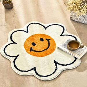 WJINNG Rugs for Bedroom, Cute Rugs for Bedroom Aesthetic, Bathroom Carpet, Suitable for Kids Room, Teen Room Rug, Dorm Plush Rug, Cute Baby Room Deco (White,Diameter 23.6")