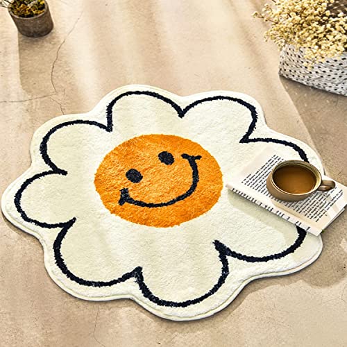 WJINNG Rugs for Bedroom, Cute Rugs for Bedroom Aesthetic, Bathroom Carpet, Suitable for Kids Room, Teen Room Rug, Dorm Plush Rug, Cute Baby Room Deco (White,Diameter 23.6")