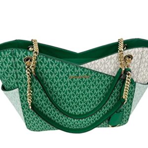 Michael Kors Jet Set Travel Large Chain Shoulder Tote (Palmetto Green Multi)