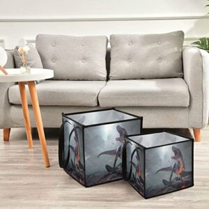 KEEPREAL 3d Tyrannosaurus Rex Cube Storage Bin with Handles, Large Collapsible Organizer Storage Basket for Home Decorative(1Pack,13 x 13 x 13 in)