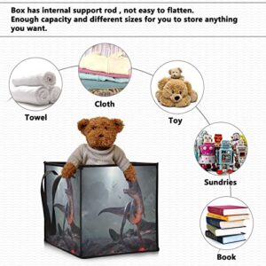 KEEPREAL 3d Tyrannosaurus Rex Cube Storage Bin with Handles, Large Collapsible Organizer Storage Basket for Home Decorative(1Pack,13 x 13 x 13 in)