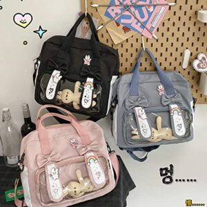 Obosoyo Kawaii Backpack Tote Bag Aesthetic with Accessories Crossbody Bags for Women Shoulder bag School Bag Cute