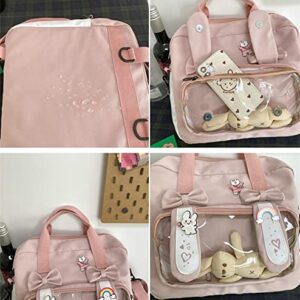 Obosoyo Kawaii Backpack Tote Bag Aesthetic with Accessories Crossbody Bags for Women Shoulder bag School Bag Cute