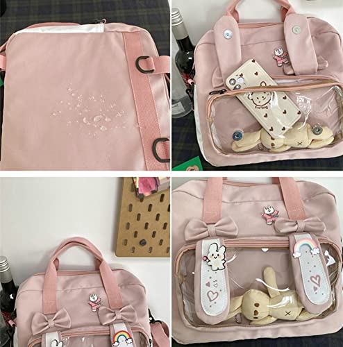 Obosoyo Kawaii Backpack Tote Bag Aesthetic with Accessories Crossbody Bags for Women Shoulder bag School Bag Cute