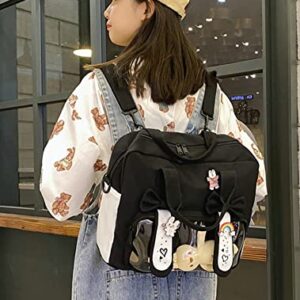 Obosoyo Kawaii Backpack Tote Bag Aesthetic with Accessories Crossbody Bags for Women Shoulder bag School Bag Cute