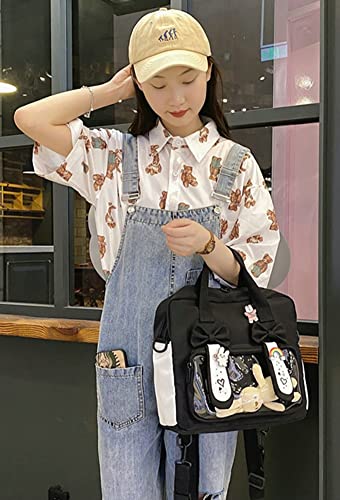 Obosoyo Kawaii Backpack Tote Bag Aesthetic with Accessories Crossbody Bags for Women Shoulder bag School Bag Cute