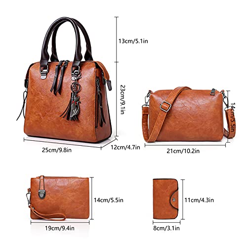 4pcs Women Fashion Handbags Wallet Tote Bag Shoulder Bag Top Handle Satchel Purse Set