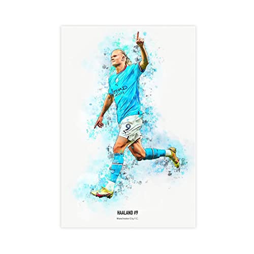 Erling Haaland Posters for Walls Man City Soccer Poster Canvas for Bedroom The Wall Art Unframe-style 16x24inch(40x60cm)