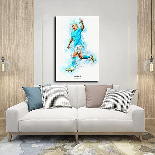 Erling Haaland Posters for Walls Man City Soccer Poster Canvas for Bedroom The Wall Art Unframe-style 16x24inch(40x60cm)