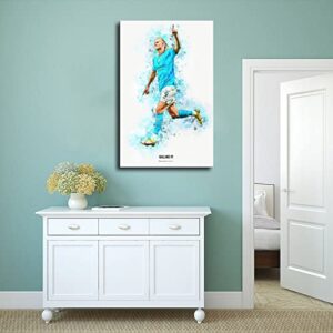 Erling Haaland Posters for Walls Man City Soccer Poster Canvas for Bedroom The Wall Art Unframe-style 16x24inch(40x60cm)