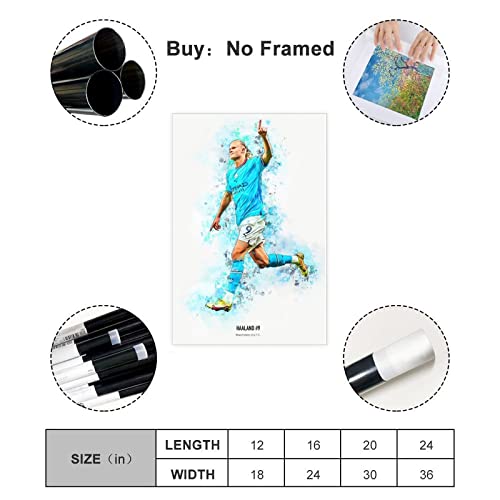 Erling Haaland Posters for Walls Man City Soccer Poster Canvas for Bedroom The Wall Art Unframe-style 16x24inch(40x60cm)