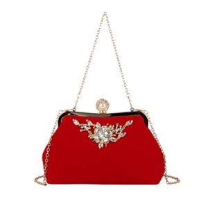 lui sui women flower velvet evening clutch purse bags crystal shoulder bag wedding tote purse for prom banquet