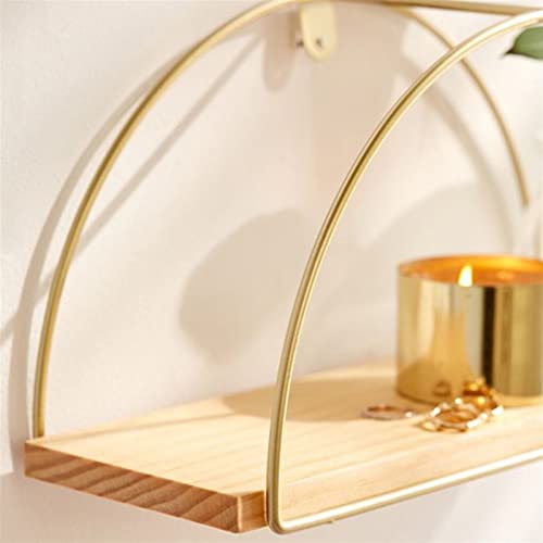 SUNESA Floating Wall Mount Shelf Multilayer Shelves Wall Shelves Metal Storage Rack with Large Storage Space Suitable for Bedroom, Office, Living Room Wall Mounted Shelves ( Color : Brass )