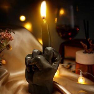 Middle Finger Candle Cool Candles Tall Birthday Candles Shaped Candles Interesting Finds Funky Candles Soy Wax Hand Gesture Candle Holiday Realistic Novelty Candles (Black)