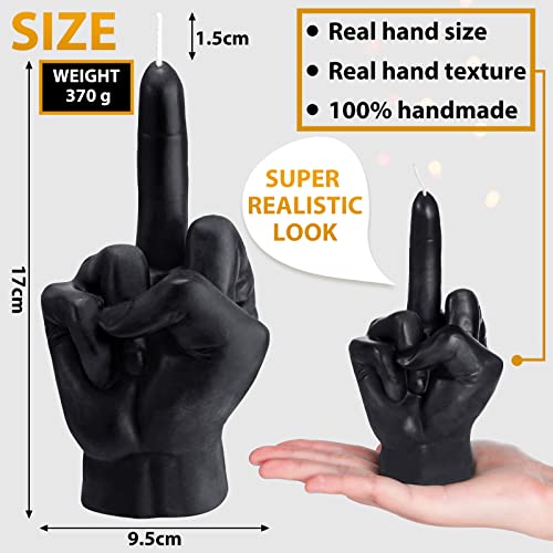 Middle Finger Candle Cool Candles Tall Birthday Candles Shaped Candles Interesting Finds Funky Candles Soy Wax Hand Gesture Candle Holiday Realistic Novelty Candles (Black)