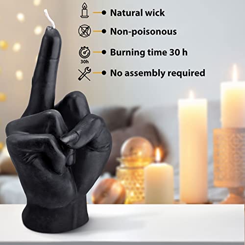 Middle Finger Candle Cool Candles Tall Birthday Candles Shaped Candles Interesting Finds Funky Candles Soy Wax Hand Gesture Candle Holiday Realistic Novelty Candles (Black)