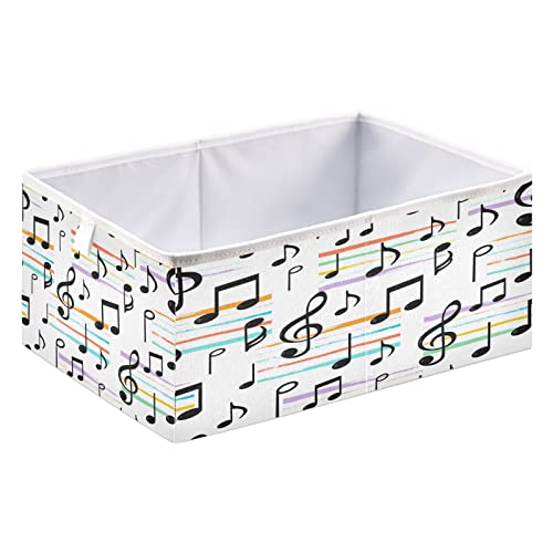 Kigai Music Notes Cube Storage Bins - 11x11x11 in Large Foldable Cubes Organizer Storage Basket for Home Office, Nursery, Shelf, Closet