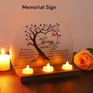 LESEN Sympathy Gifts for Loss of Mom Father Mother Loved One, in Memory of Loved One Gifts,Memorial Thoughtful Remembrance Gift,Acrylic Sign with LED Candle