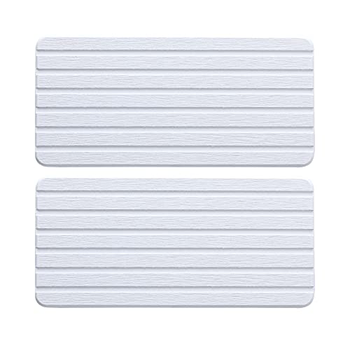 NiuYichee 2 PCS Water Absorbent Diatomite Coasters Rectangle, Grooved Design, Water Absorbing Stone Used for Hand Soaps & Plants & toiletries in The Modern Home (White)