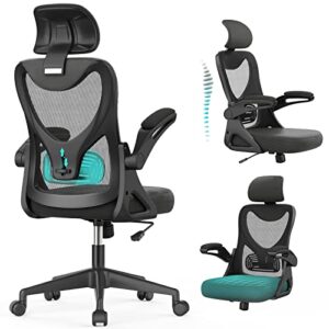 office chair – ergonomic desk chair with adjustable 2d headrest & lumbar & armrest, upgraded comfy cushion, tilting & height adjustment computer chair high back home office desk chairs