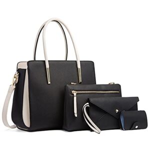 handbags and purses for women large capacity gifts tote bag crossbody bags satchel travel clutch wallet card purse set 4pcs carteras bolsos de mujer black