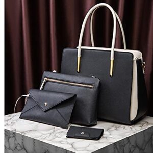 Handbags and Purses for Women Large Capacity Gifts Tote Bag Crossbody Bags Satchel Travel Clutch Wallet Card Purse Set 4pcs Carteras Bolsos De Mujer Black