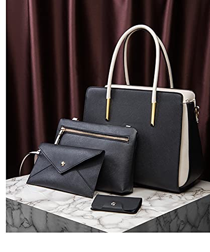 Handbags and Purses for Women Large Capacity Gifts Tote Bag Crossbody Bags Satchel Travel Clutch Wallet Card Purse Set 4pcs Carteras Bolsos De Mujer Black