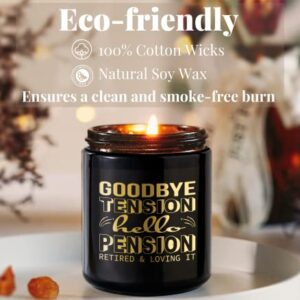 Funny Retirement Gifts for Women and Men, Happy Retirement Gifts for Friends, Coworker on Retirement Day, 7oz Soy Wax Lavender Scented Candle - Goodbye