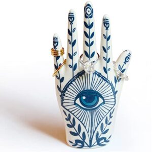 lzbaluyo hamsa ring holder for room decor, hamsa hand jewelry display holder ring stand ring organizer, evil eye preppy room decor aesthetic, hamsa gifts for women bathroom bedroom boho home decor