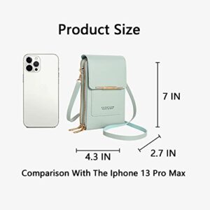 Women's Anti-theft Leather Crossbody RFID Blocking Bag,Mini Touch Screen One Shoulder Mobile Phone Purse (BLUE)