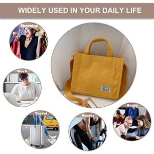 Corduroy Tote Bag for Women, Small Satchel Shoulder Crossbody Bag Fashion Tote Handbag Hobo Bag for Work School Travel