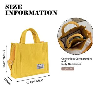 Corduroy Tote Bag for Women, Small Satchel Shoulder Crossbody Bag Fashion Tote Handbag Hobo Bag for Work School Travel