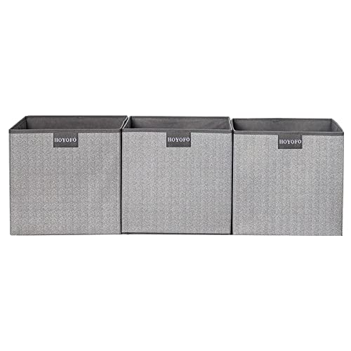 HOYOFO 3 Pcs Foldable Storage Cubes Thick Fabric 11 Inch Collapsible Storage Bins for Organization Open Bins for Home, Closet, Shelves