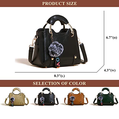 Fashion Purses and Handbags for Women, Ladies PU Leather Top-Handle Satchel Shoulder Bags Small Totes Crossbody Bag (Brown)